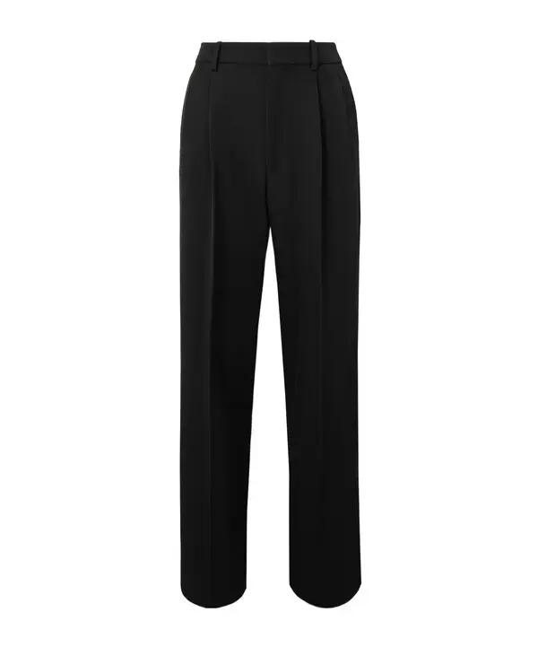 Victoria Beckham Wool Pleated Wide-leg Trousers