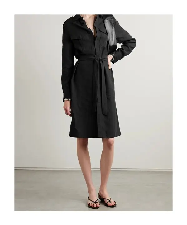 NILI LOTAN Marcia Midi Shirt Dress With Belt