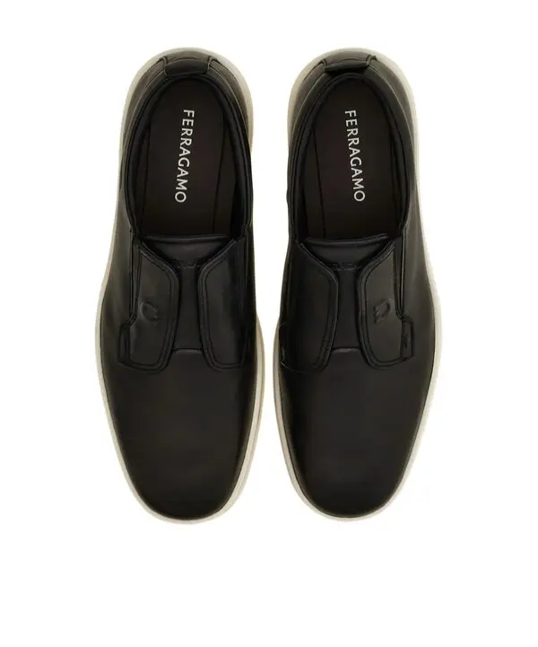 FERRAGAMO Slip-on Sneakers With Gancini Detail - Black