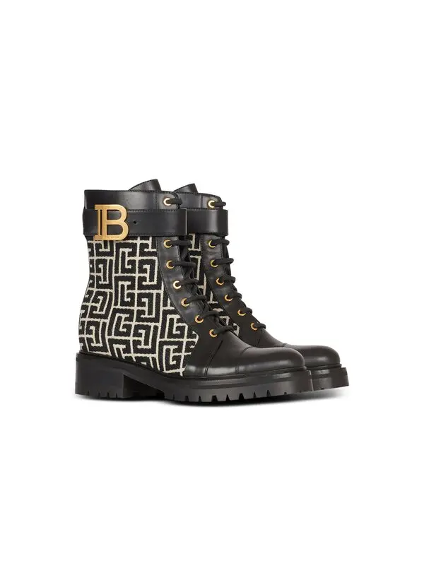 Balmain Bicolor Jacquard Ranger Romy Ankle Boots