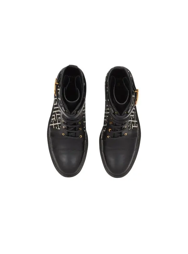 Balmain Bicolor Jacquard Ranger Romy Ankle Boots
