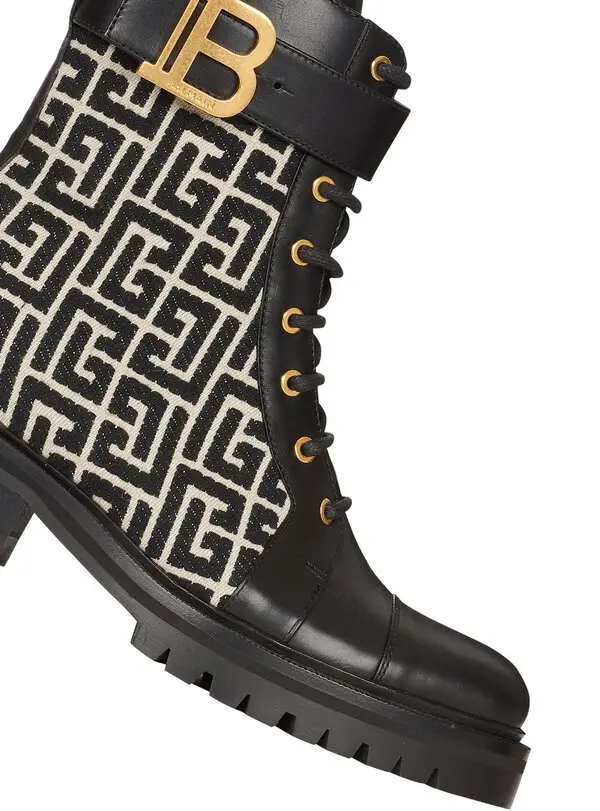 Balmain Bicolor Jacquard Ranger Romy Ankle Boots