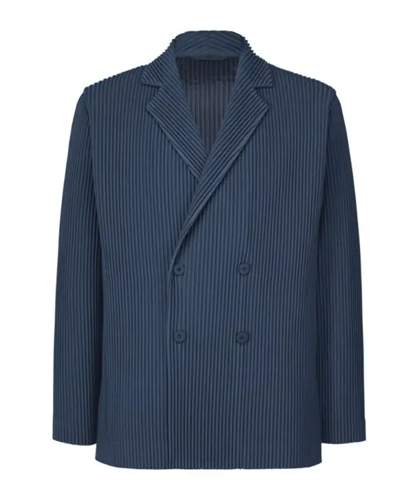 Issey Miyake Homme Plissé Double-breasted Pleated Jacket - Manarola Boat Navy