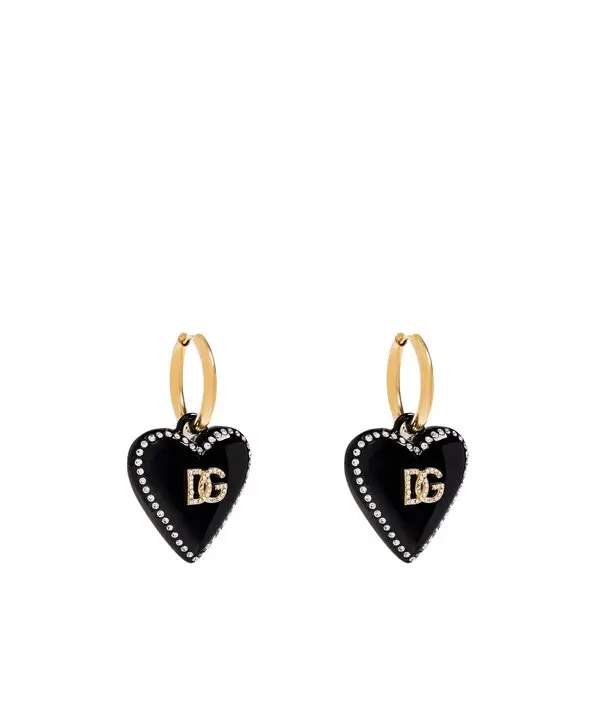 Dolce & Gabbana Heart Drop Earrings - Black