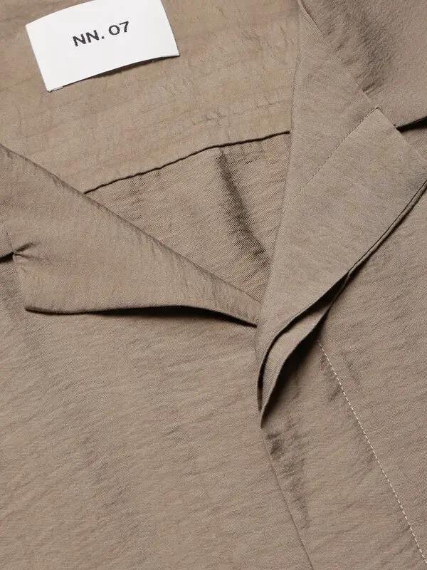 Nn07 Hank 5971 Camp-collar Modal-blend Seersucker Shirt - Brown