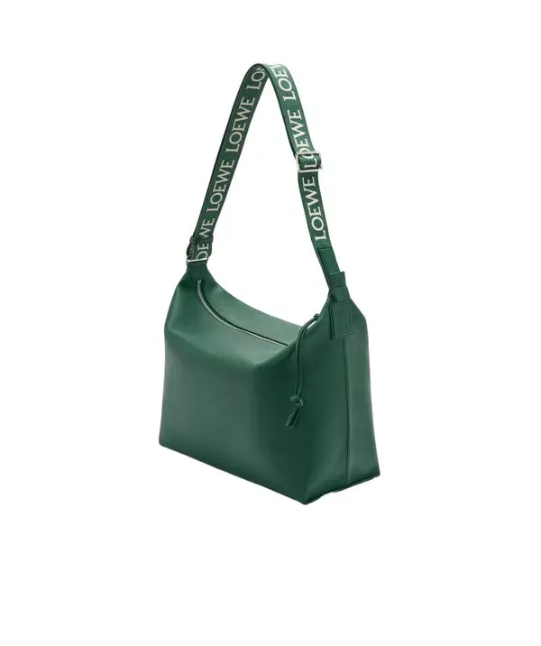 Loewe Cubi Crossbody Bag In Calfskin And Jacquard - Dark Green