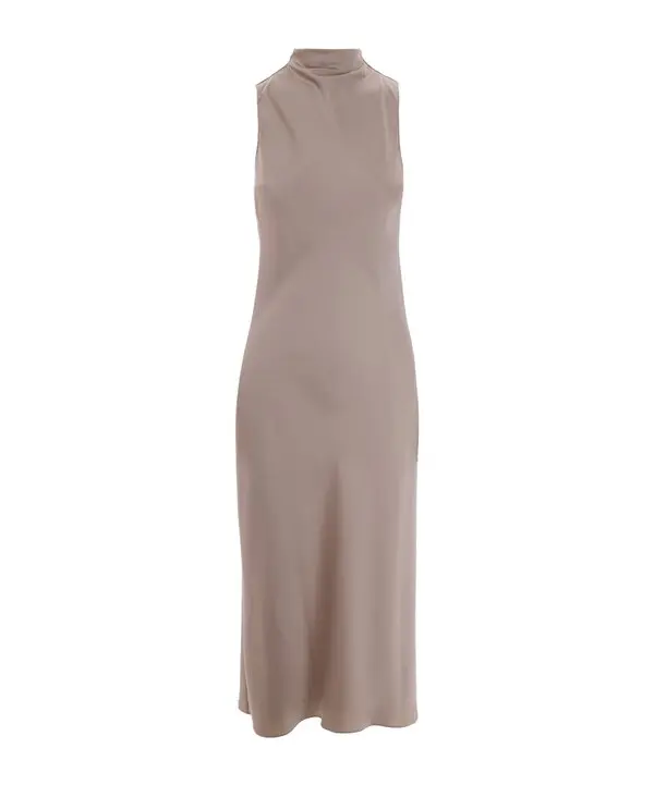 Patrizia Pepe Cutout Halterneck Midi Dress - Cloud Gray