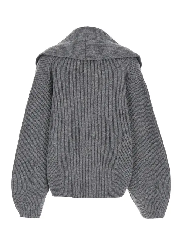 TOTEME Double-breasted Ribbed Cardigan - Medium Gray