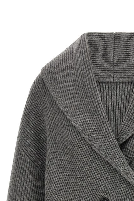 TOTEME Double-breasted Ribbed Cardigan - Medium Gray