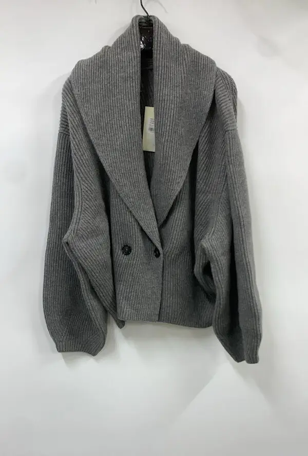 TOTEME Double-breasted Ribbed Cardigan - Medium Gray