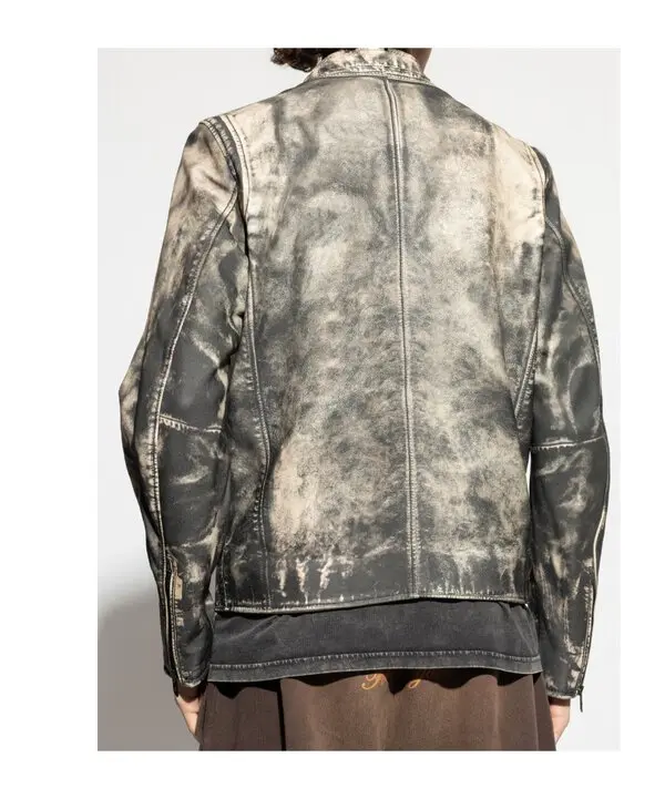 DIESEL® L-tad" Leather Biker Jacket - Nude