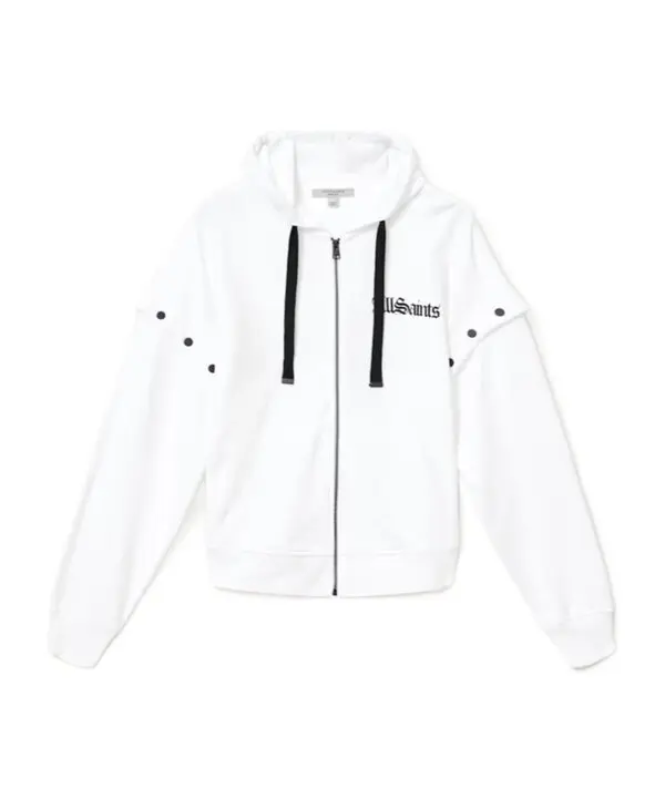 ALLSAINTS Gig Amphia Snap-detail Hooded Sweatshirt - White
