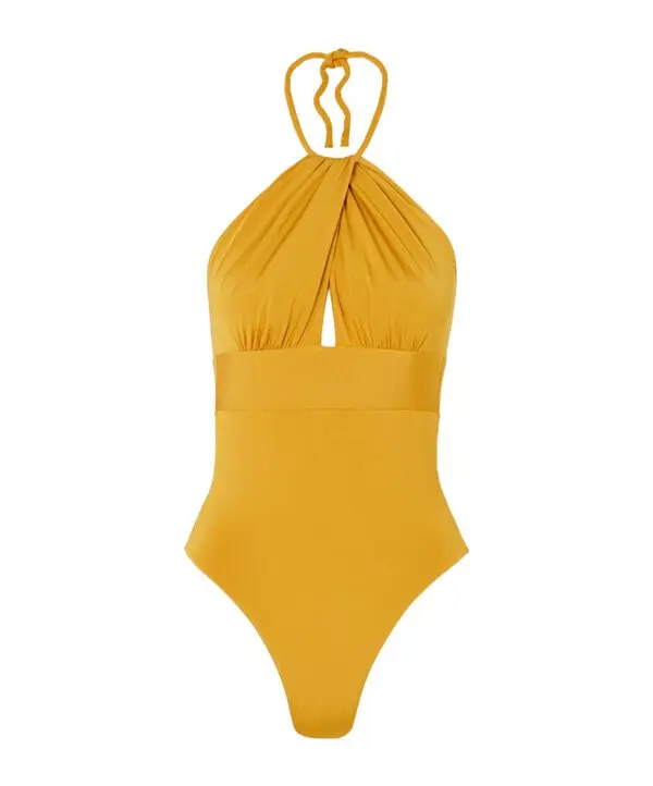 Max Mara Halterneck One-piece Swimsuit With Cutout Detail - Yellow