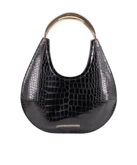 Elisabetta Franchi Crocodile-embossed Shoulder Bag With Gold Metal Jewel Handle