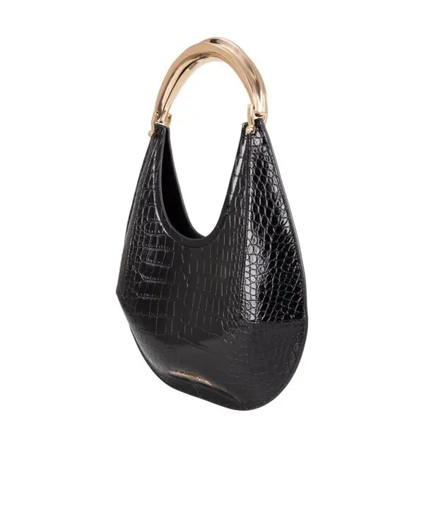 Elisabetta Franchi Crocodile-embossed Shoulder Bag With Gold Metal Jewel Handle