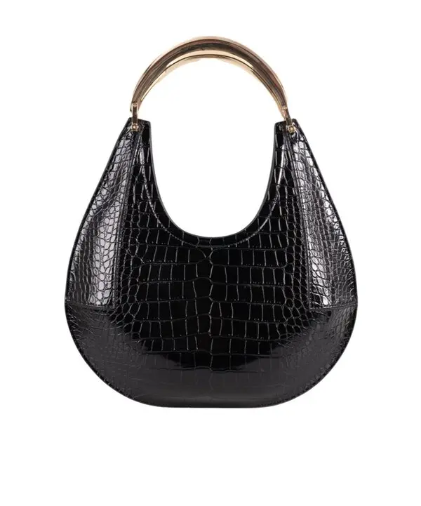 Elisabetta Franchi Crocodile-embossed Shoulder Bag With Gold Metal Jewel Handle