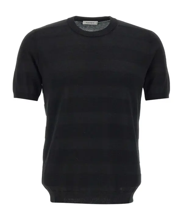 KANGRA Ribbed Knit T-shirt - Black