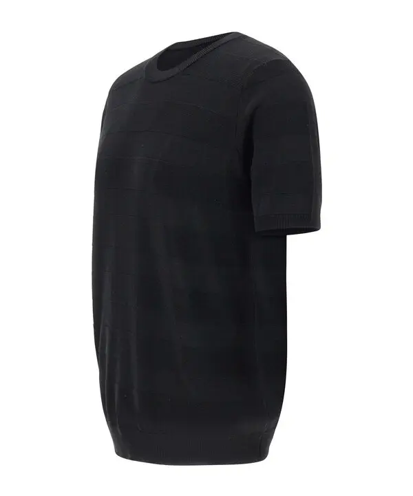 KANGRA Ribbed Knit T-shirt - Black