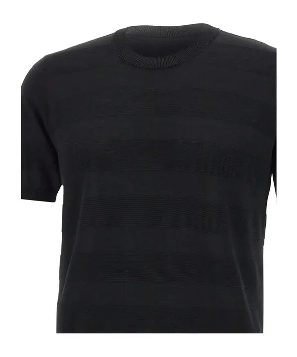 KANGRA Ribbed Knit T-shirt - Black