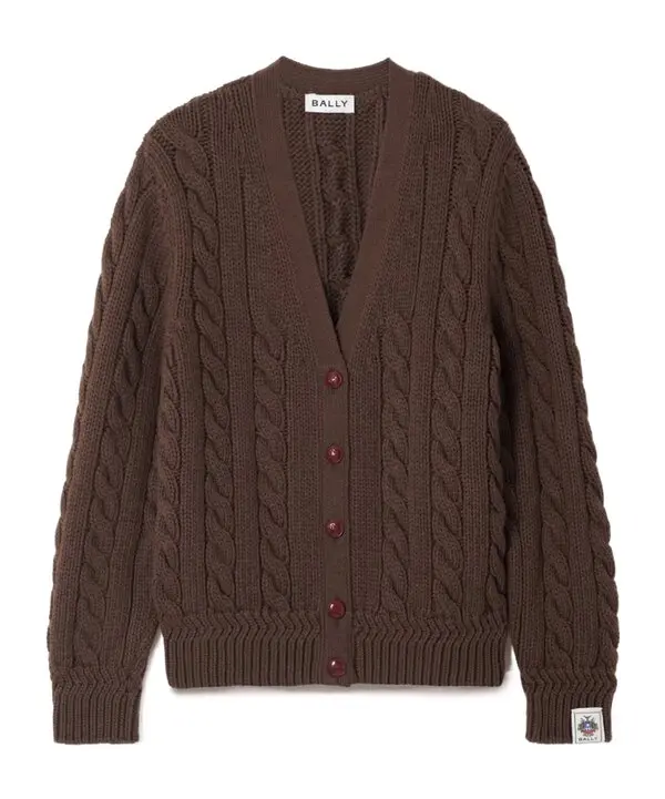 Bally Cable-knit Wool Cardigan - Brown