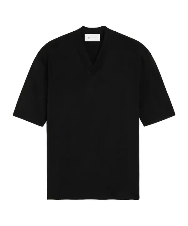 AMI Paris V-neck Short-sleeve Knitted Top