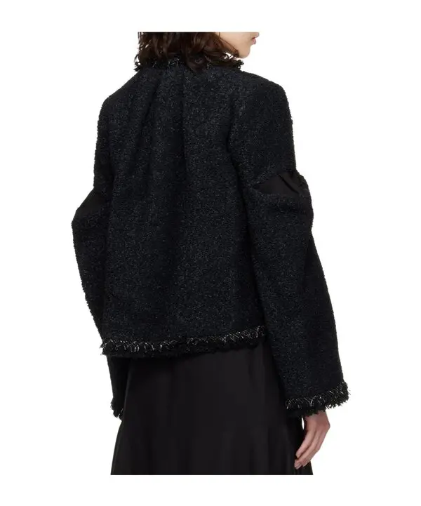 Sacai Long Sleeve Crewneck Tweed Jacket