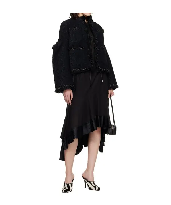 Sacai Long Sleeve Crewneck Tweed Jacket