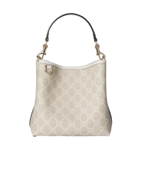 Gucci Gg Emblem Small Bucket Bag - Beige/white