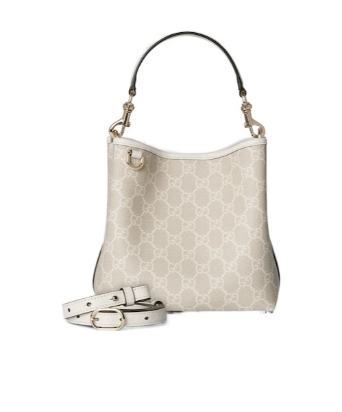 Gucci Gg Emblem Small Bucket Bag - Beige/white