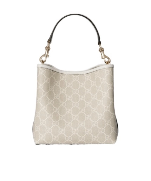 Gucci Gg Emblem Small Bucket Bag - Beige/white