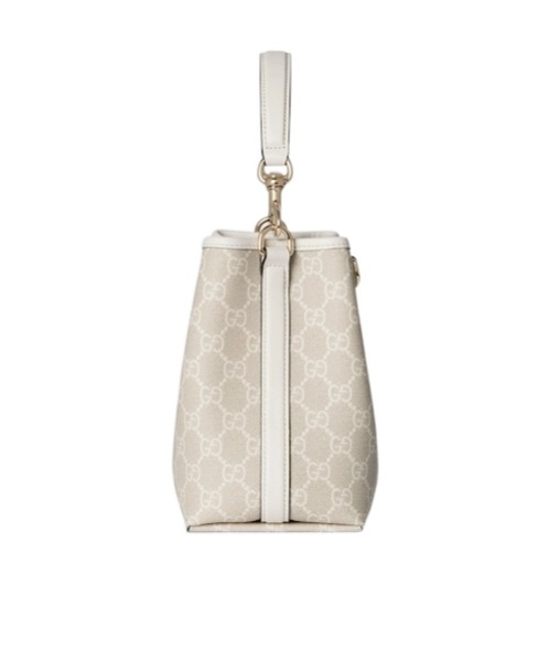 Gucci Gg Emblem Small Bucket Bag - Beige/white