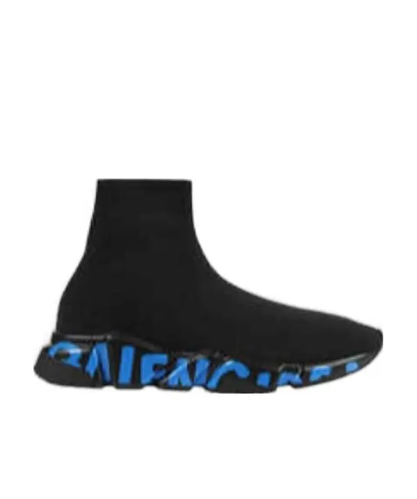 Balenciaga Speed Knit Sneakers With Graffiti Logo Sole