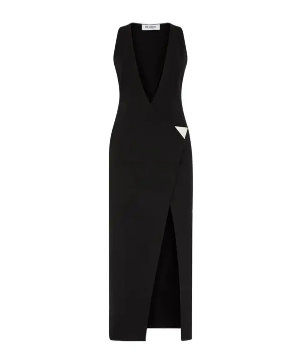 Attico Sleeveless V-neck Logo Plaque Dress
