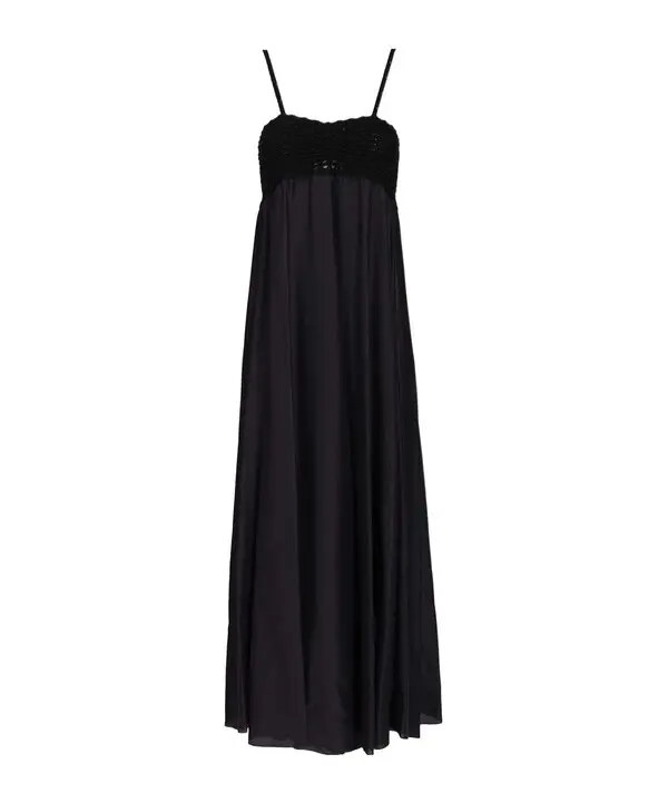 FORTE_FORTE Black Crochet Bustier Maxi Dress - Blue