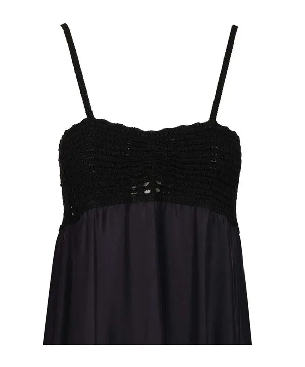 FORTE_FORTE Black Crochet Bustier Maxi Dress