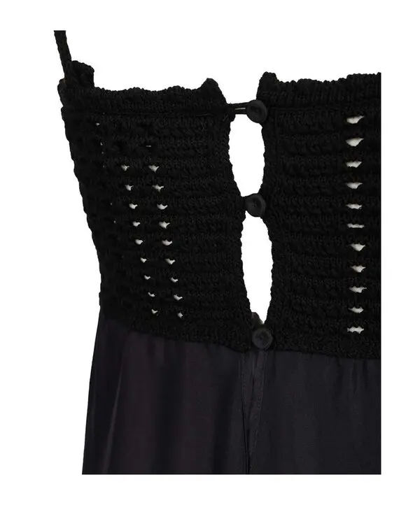 FORTE_FORTE Black Crochet Bustier Maxi Dress