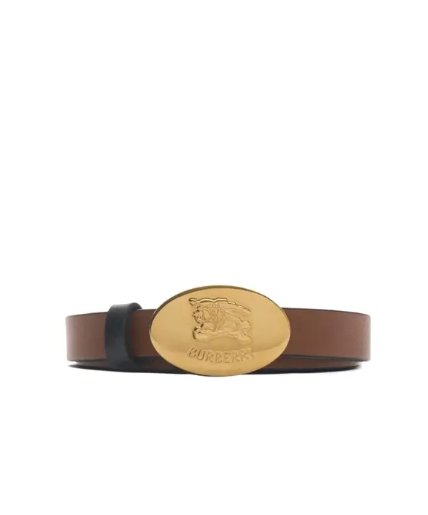 Burberry Thin Reversible Leather Belt With Knight Stamp