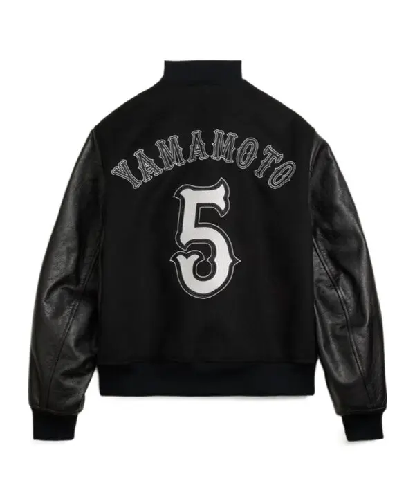 Y3 Leather-sleeve Embroidered Bomber Jacket