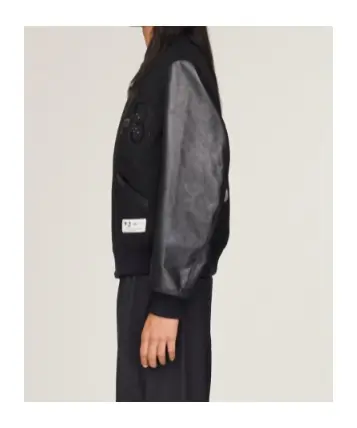Y3 Leather-sleeve Embroidered Bomber Jacket