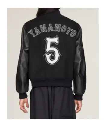 Y3 Leather-sleeve Embroidered Bomber Jacket