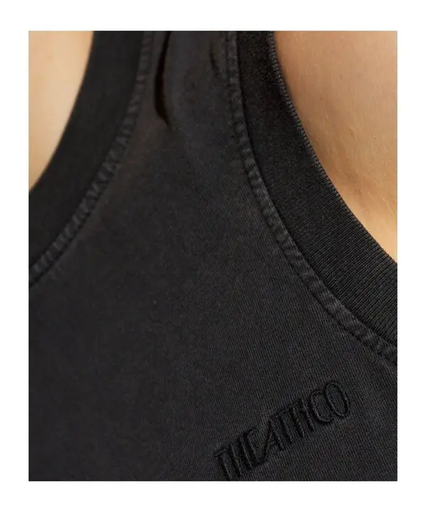 Attico Sleeveless Round Neck Layered Hem Tank Top - Black