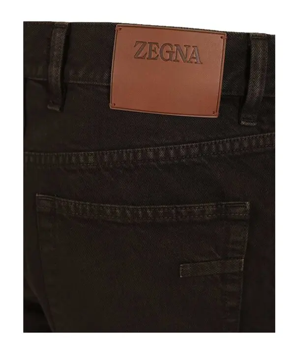 Zegna Slim-fit Jeans With Embossed Logo - Brown