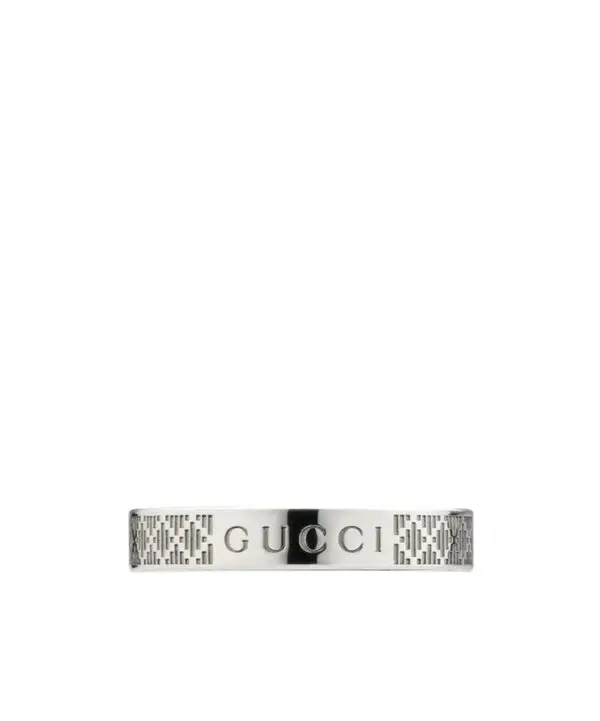 Gucci Diamante Engraved Ring - Silver