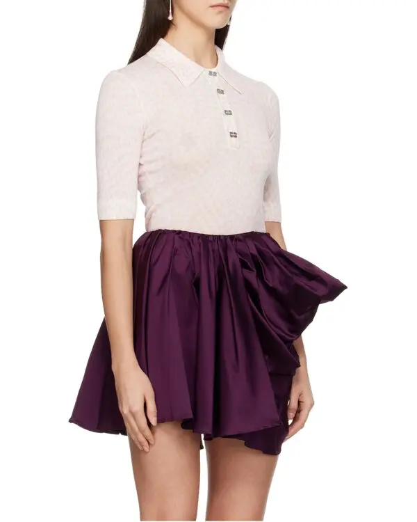 GANNI Sheer Cotton Printed Polo Shirt