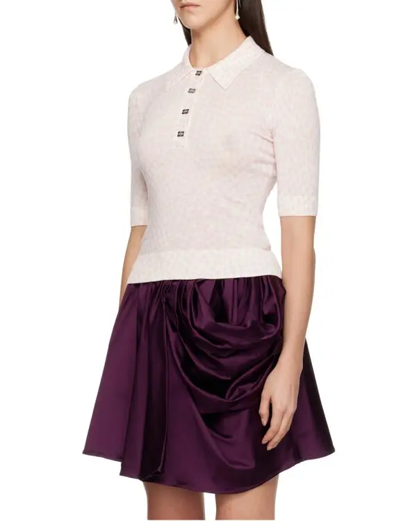 GANNI Sheer Cotton Printed Polo Shirt