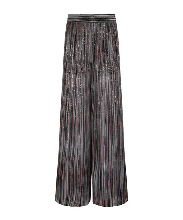 Missoni Wide-leg Striped Knitted Trousers - Black