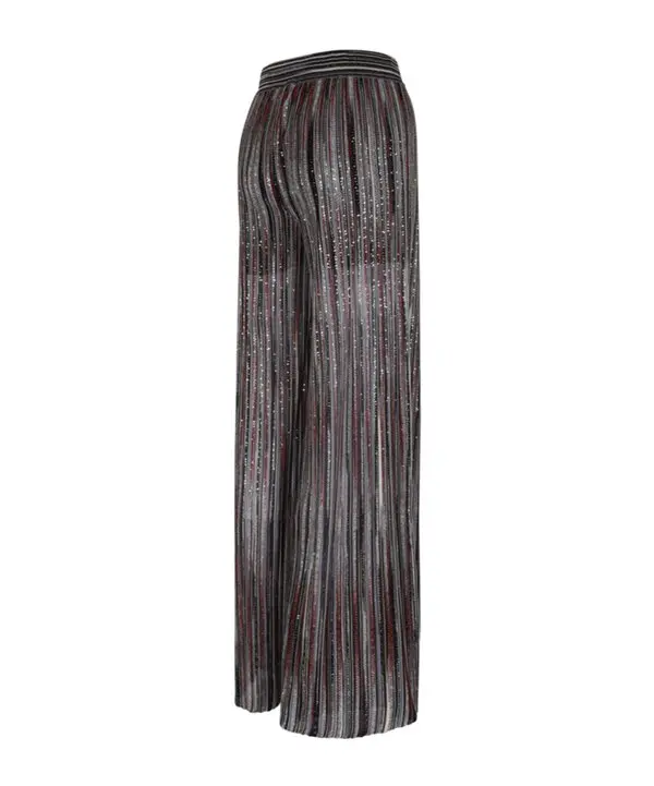 Missoni Wide-leg Striped Knitted Trousers - Black