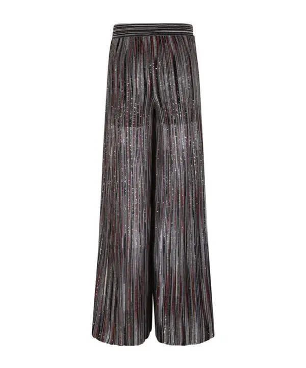 Missoni Wide-leg Striped Knitted Trousers - Black