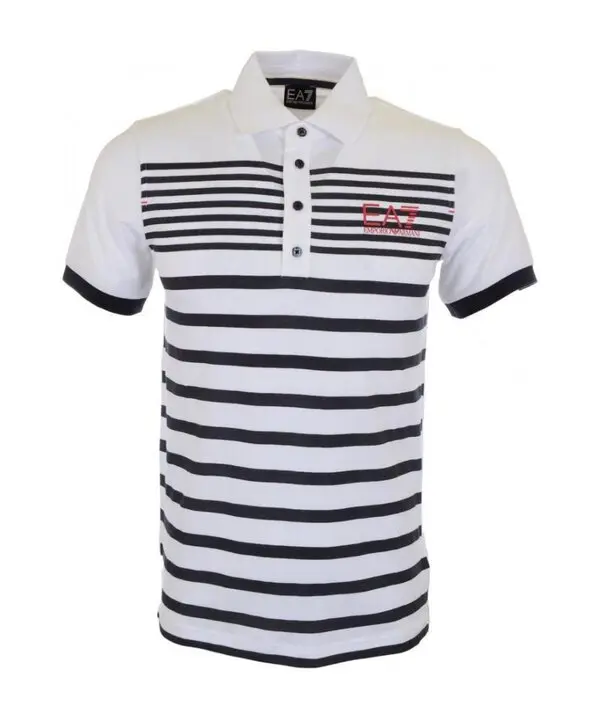 EA7 Striped Lapel Polo Shirt