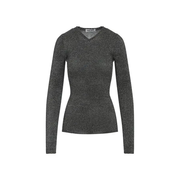 Miu Miu Lurex V-neck Jumper - Irises